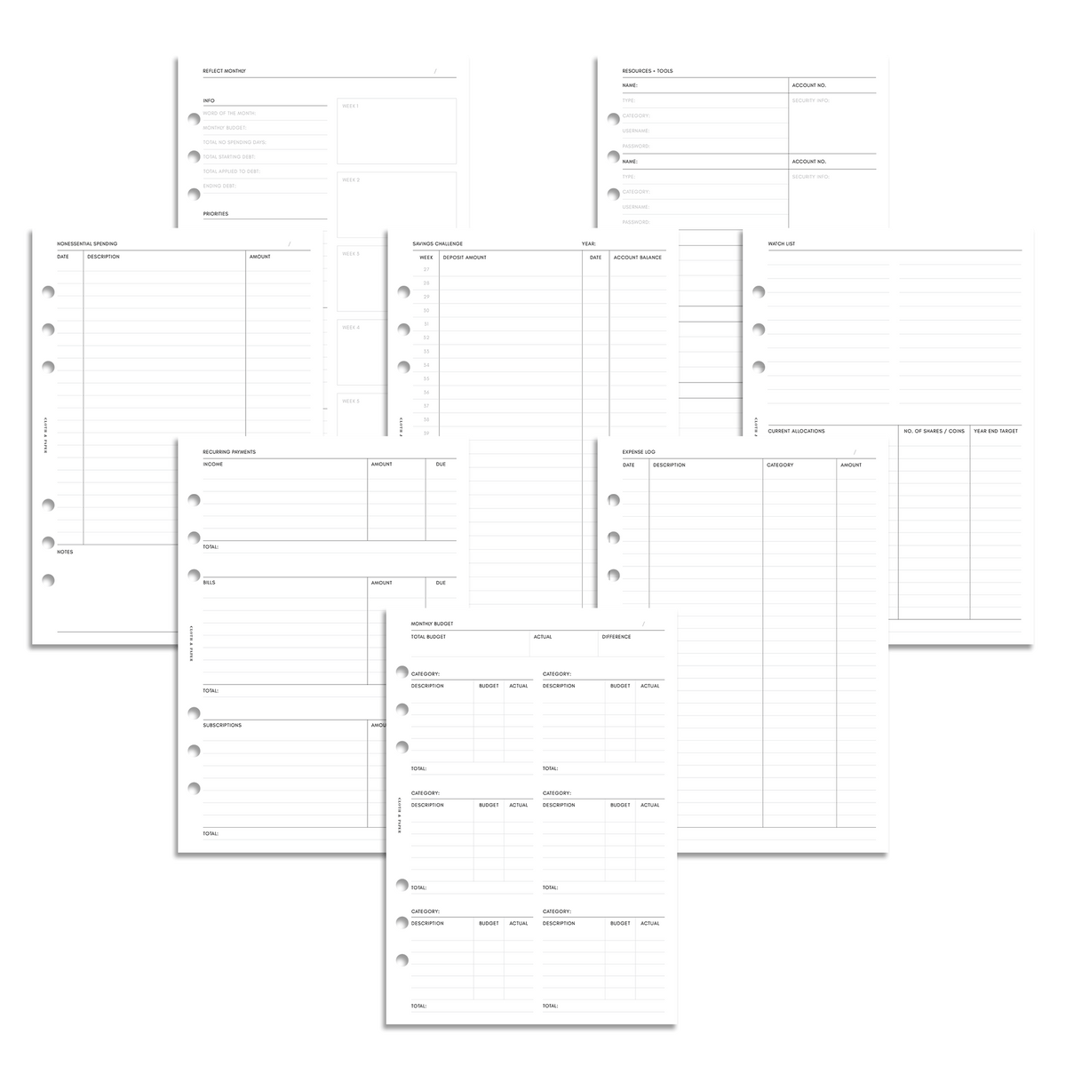 Financial Planner Insert Bundle | Refreshed Layout | Cloth & Paper – CLOTH & PAPER