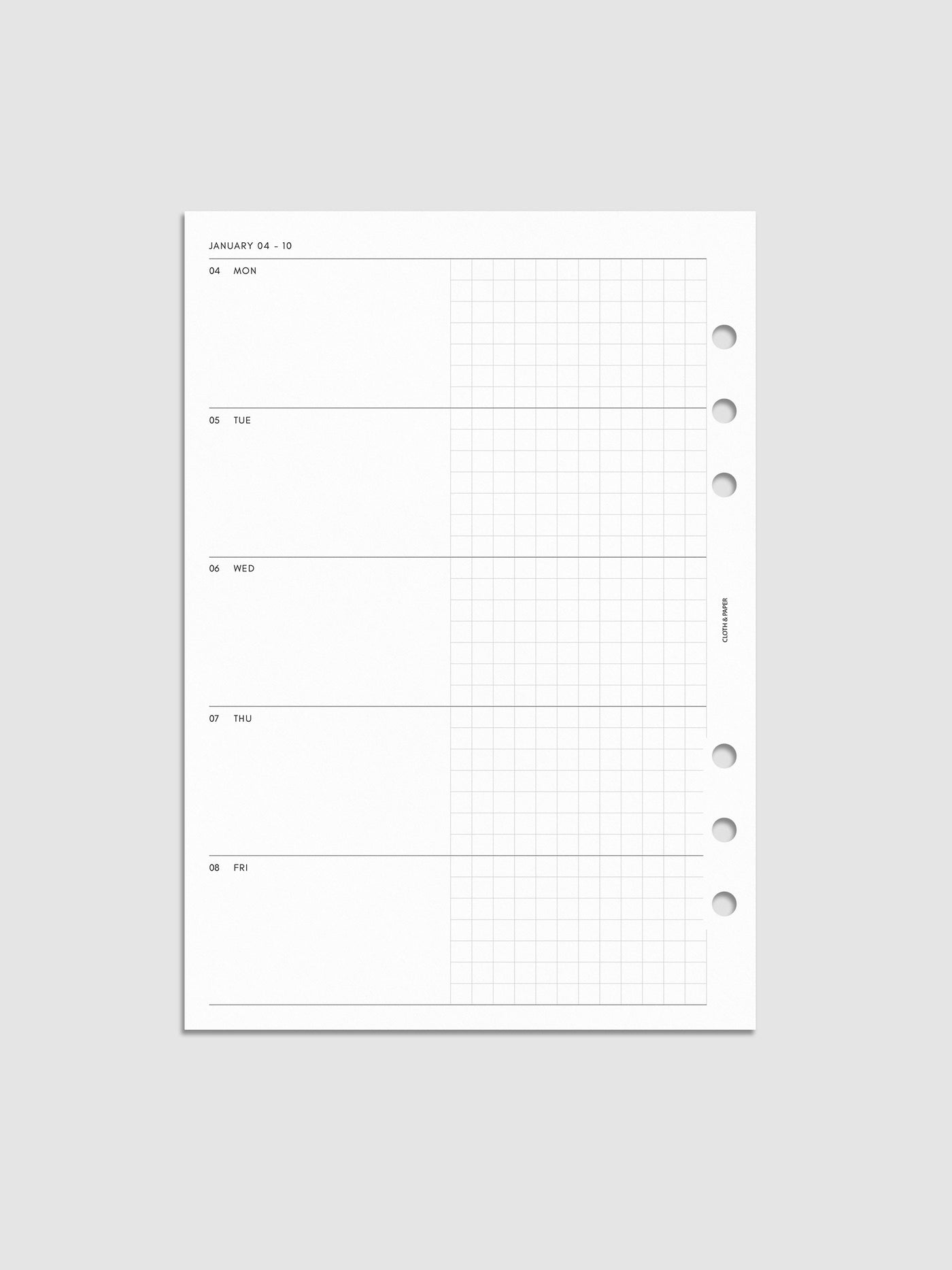 2027 Weekly Horizontal Planner Inserts, Monday Start | Cloth & Paper