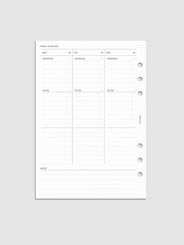 2027 Weekly Task Planner Inserts, Monday Start | Cloth & Paper