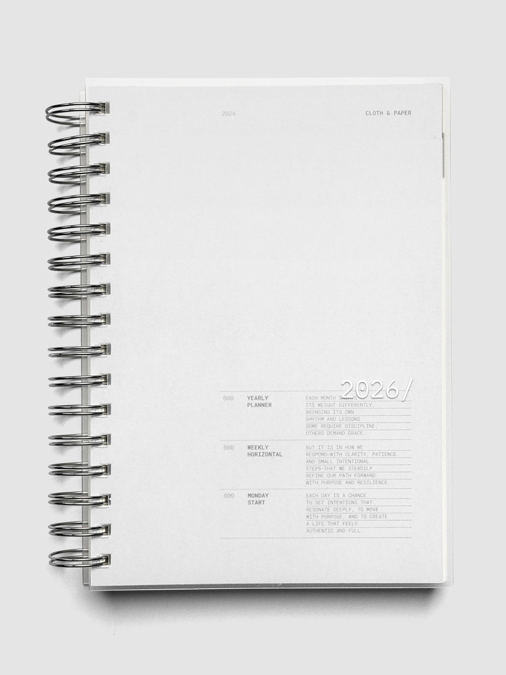 2026 Weekly Horizontal | Monday Start | A5 Spiral | Cloth & Paper
