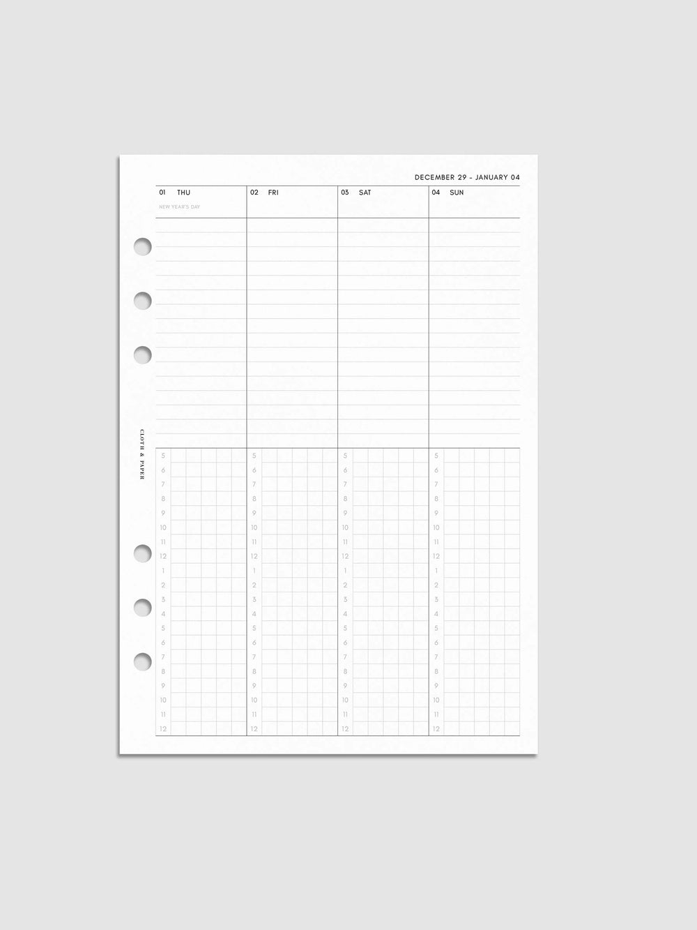 2026 Dated Weekly Schedule Planner Inserts | Cloth & Paper