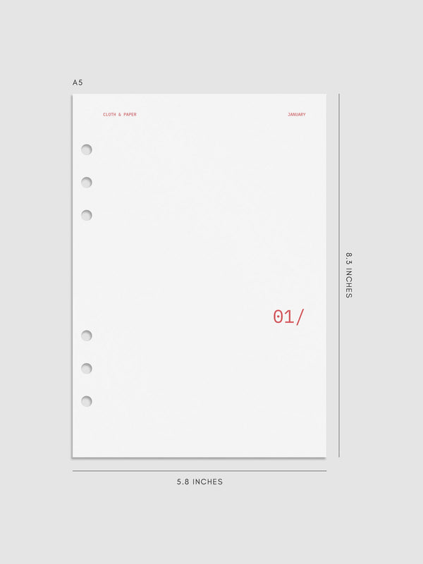 2026 Monthly Vellum Dashboard Overlays | Rouge | Cloth & Paper