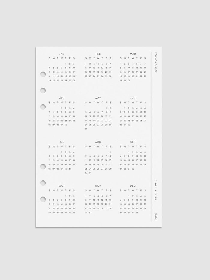 2026 Year At A Glance Planner Dashboard | Cloth & Paper