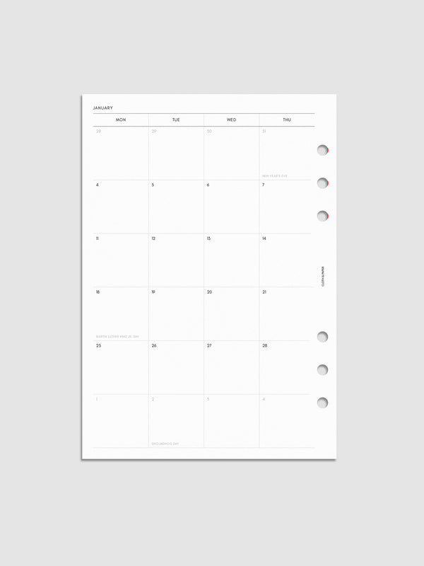 2027 Monthly Planner Inserts, Monday Start | Cloth & Paper