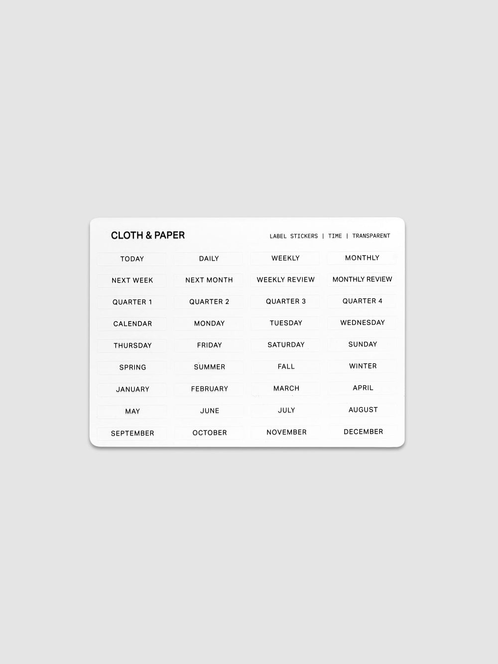 Text Label Stickers for Planners | Cloth & Paper