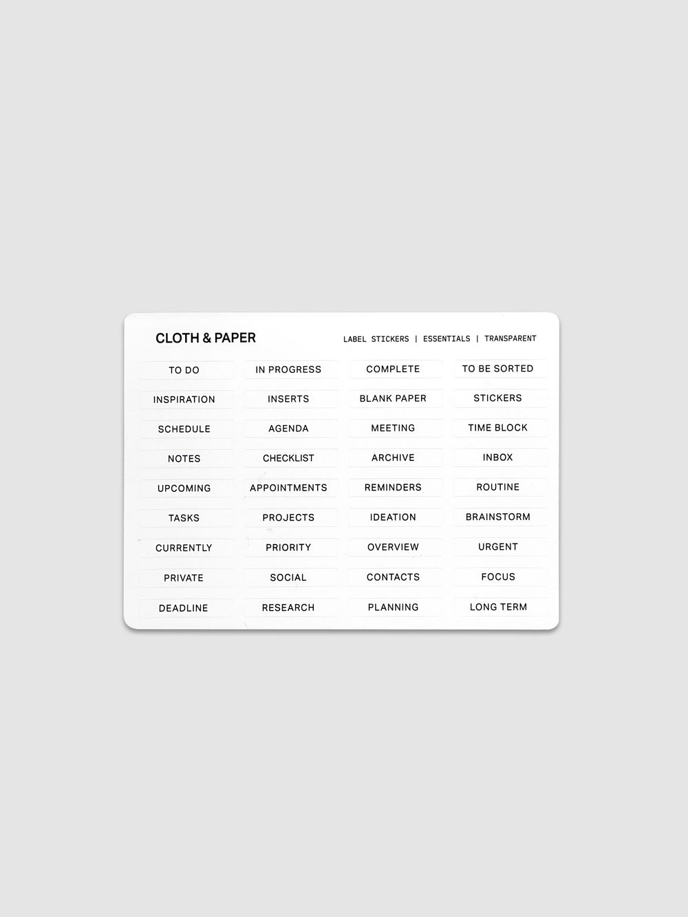 Text Label Stickers for Planners | Cloth & Paper