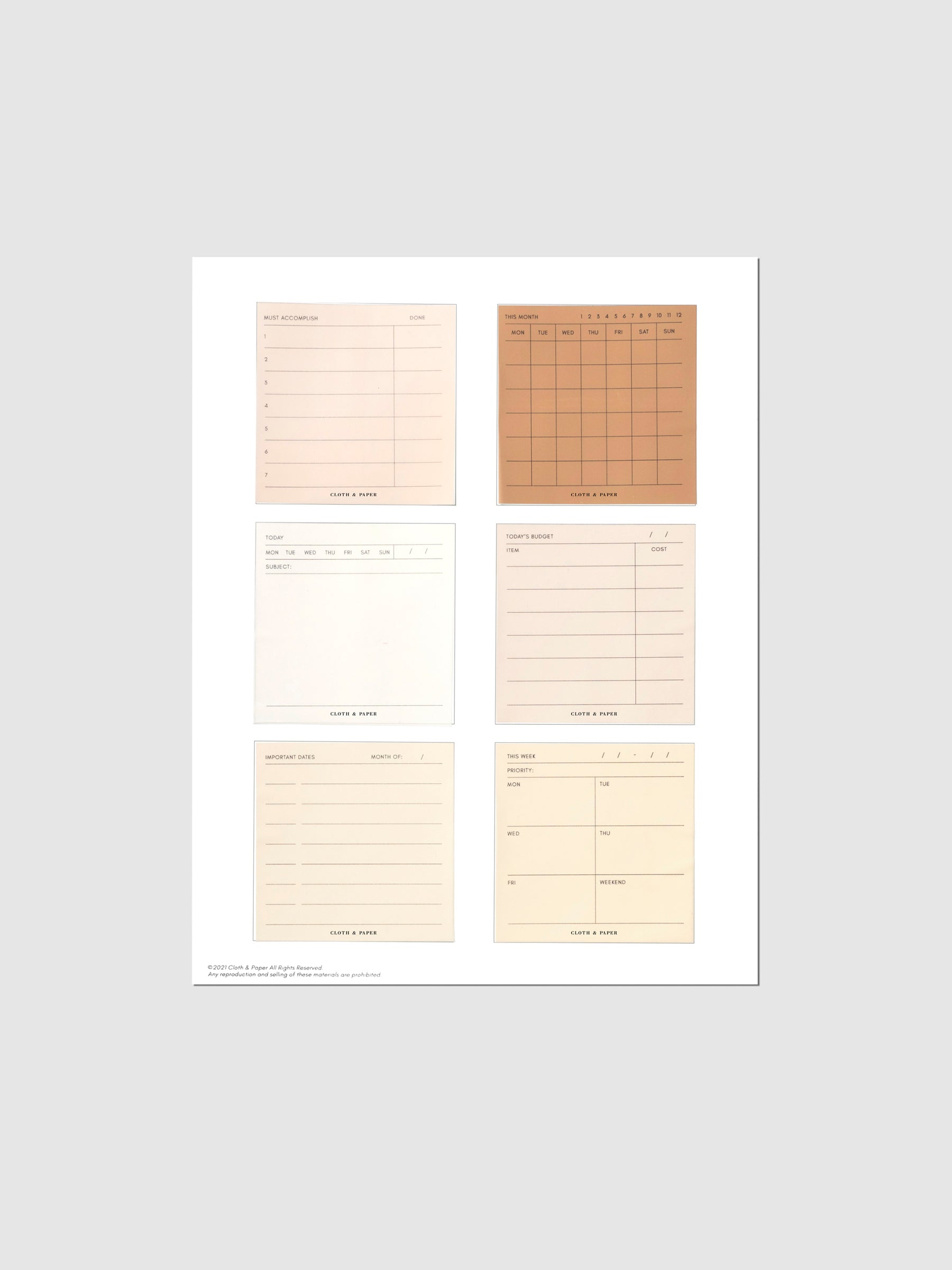 3x3 Sticky Note Printable | Admin | Cloth & Paper