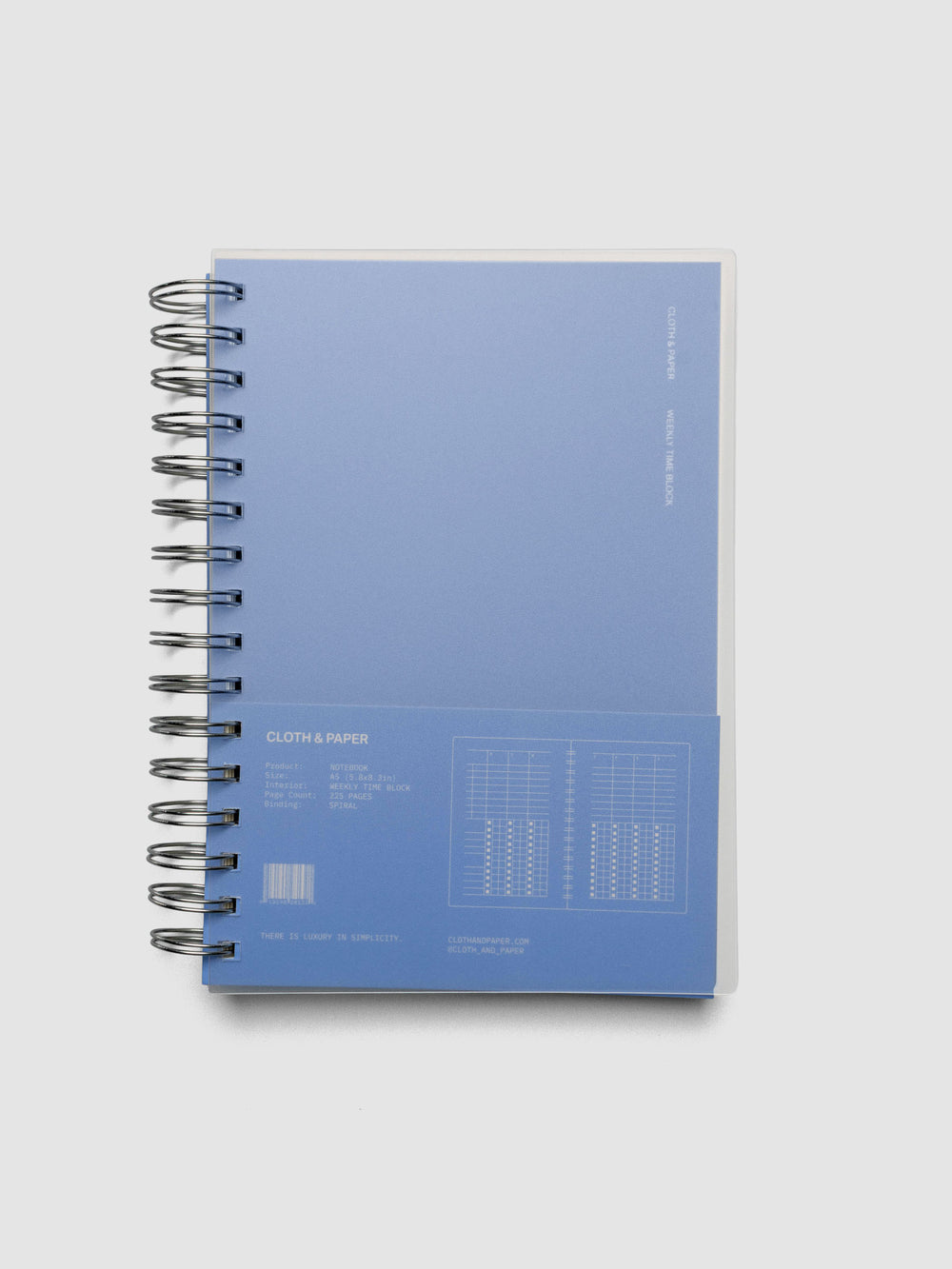 A5 Spiral Notebook for Time Blocking & Planning | Cloth & Paper