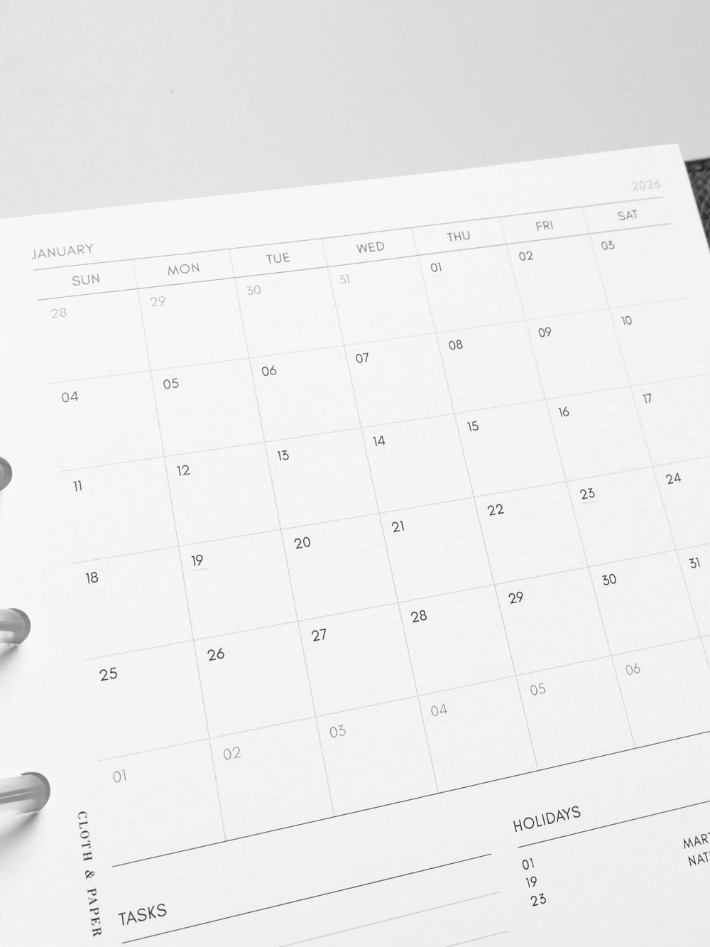 2026 Dated Admin Planner Inserts | Cloth & Paper