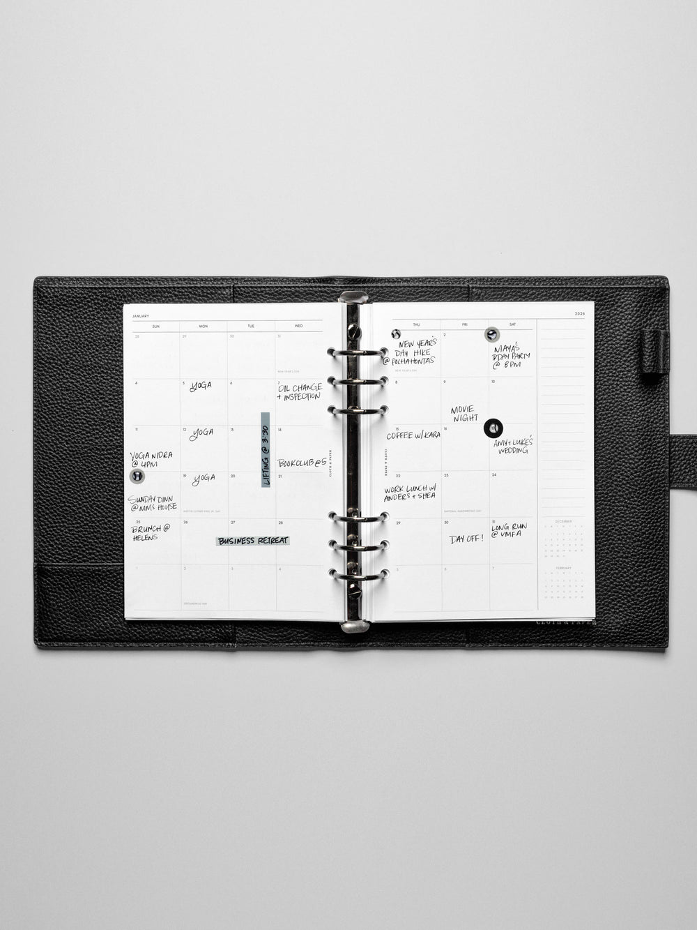 2026 Dated Monthly Planner Insert | Sunday Start | Cloth & Paper