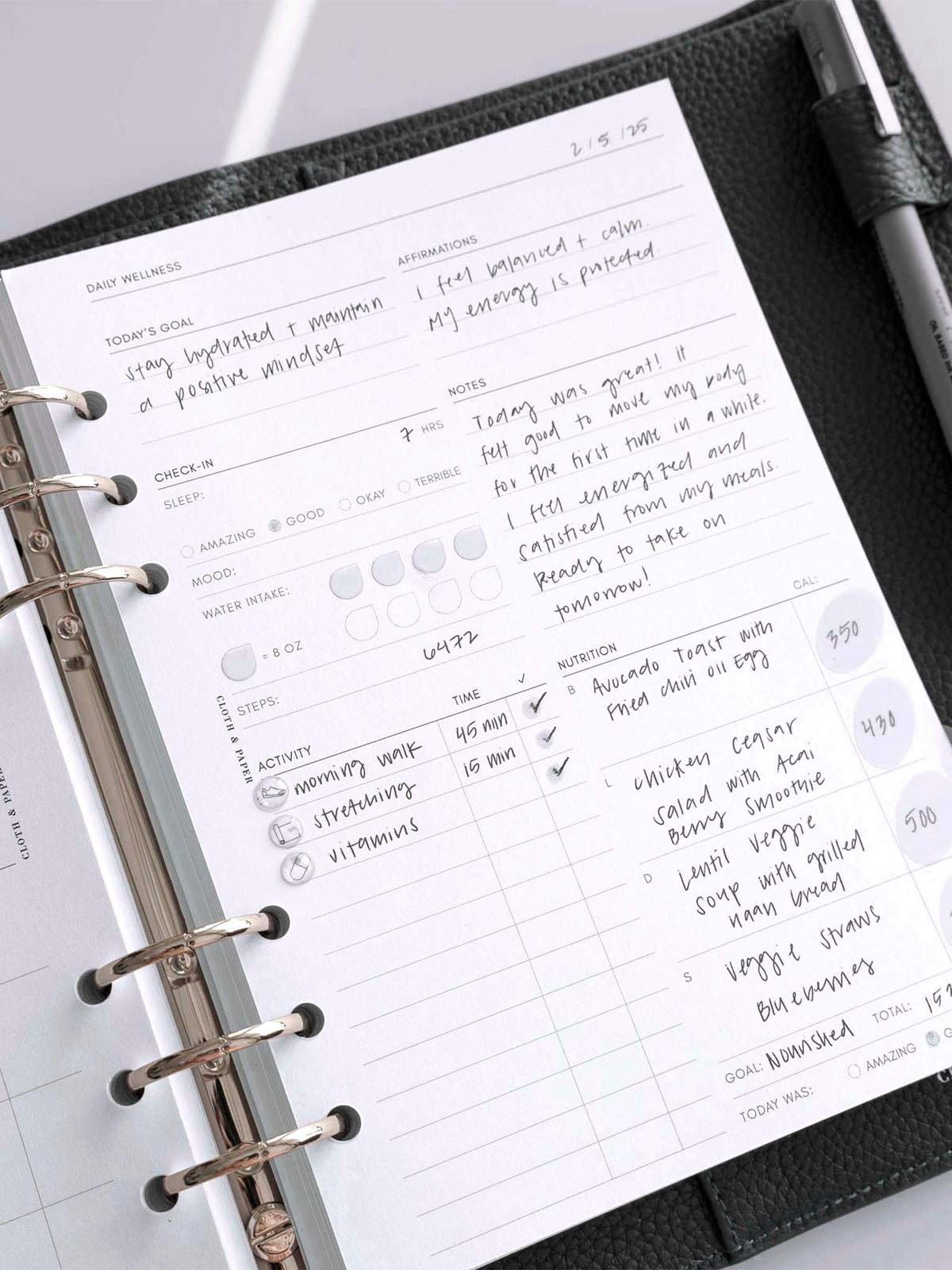 Daily Wellness Planner Inserts | Cloth & Paper