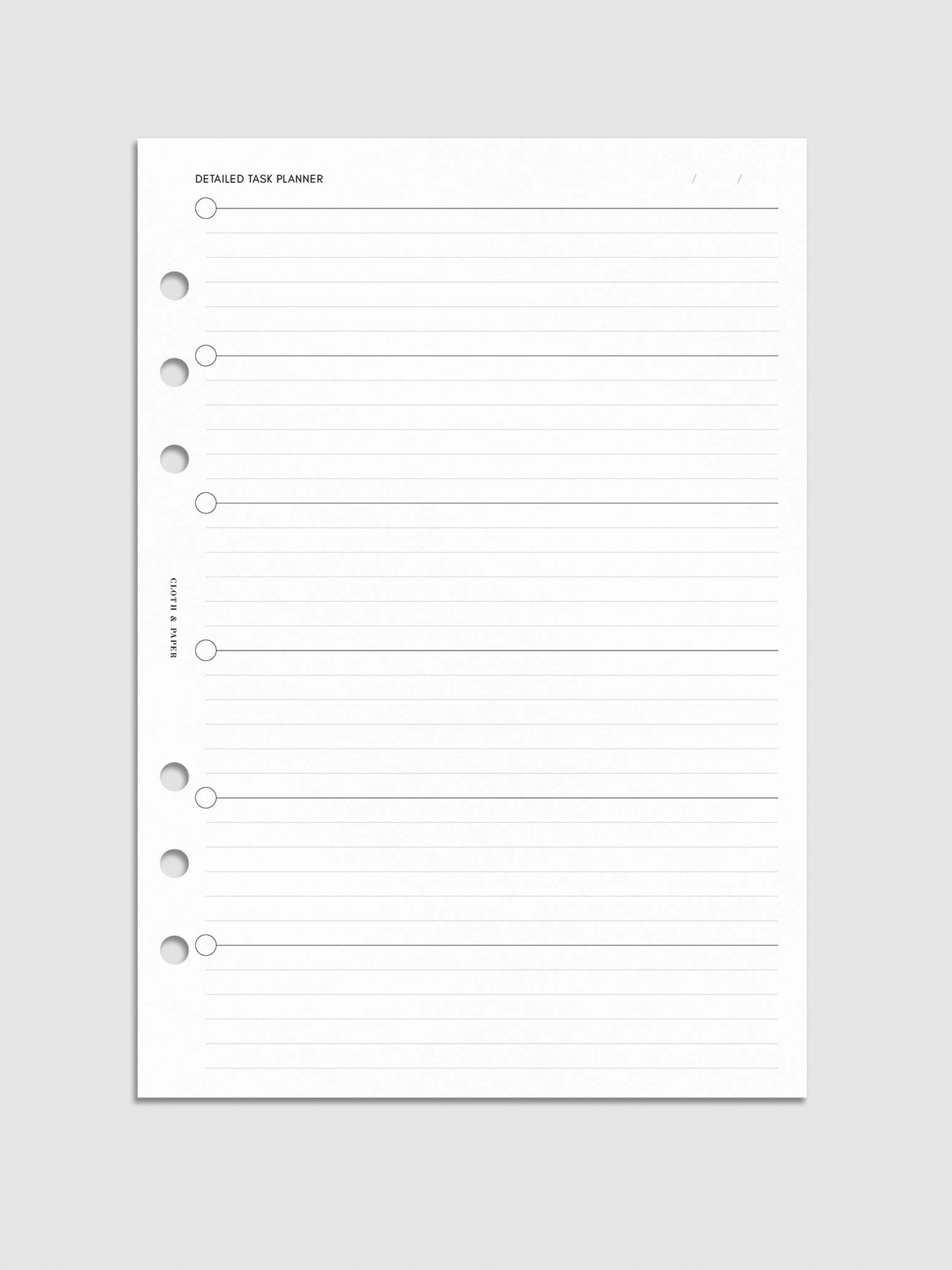 Detailed Task Planner Inserts | Cloth & Paper