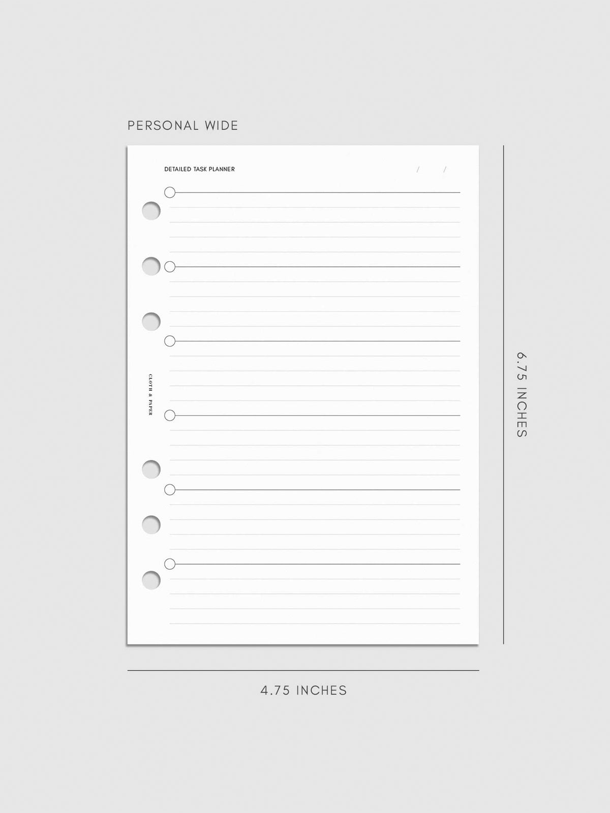 Detailed Task Planner Inserts | Cloth & Paper