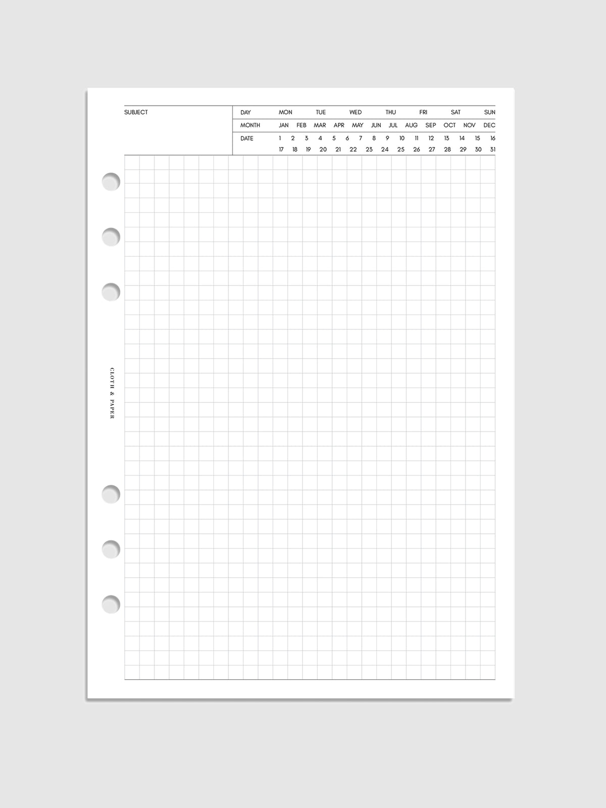 Executive Note Planner Inserts | Graph Paper | Cloth & Paper