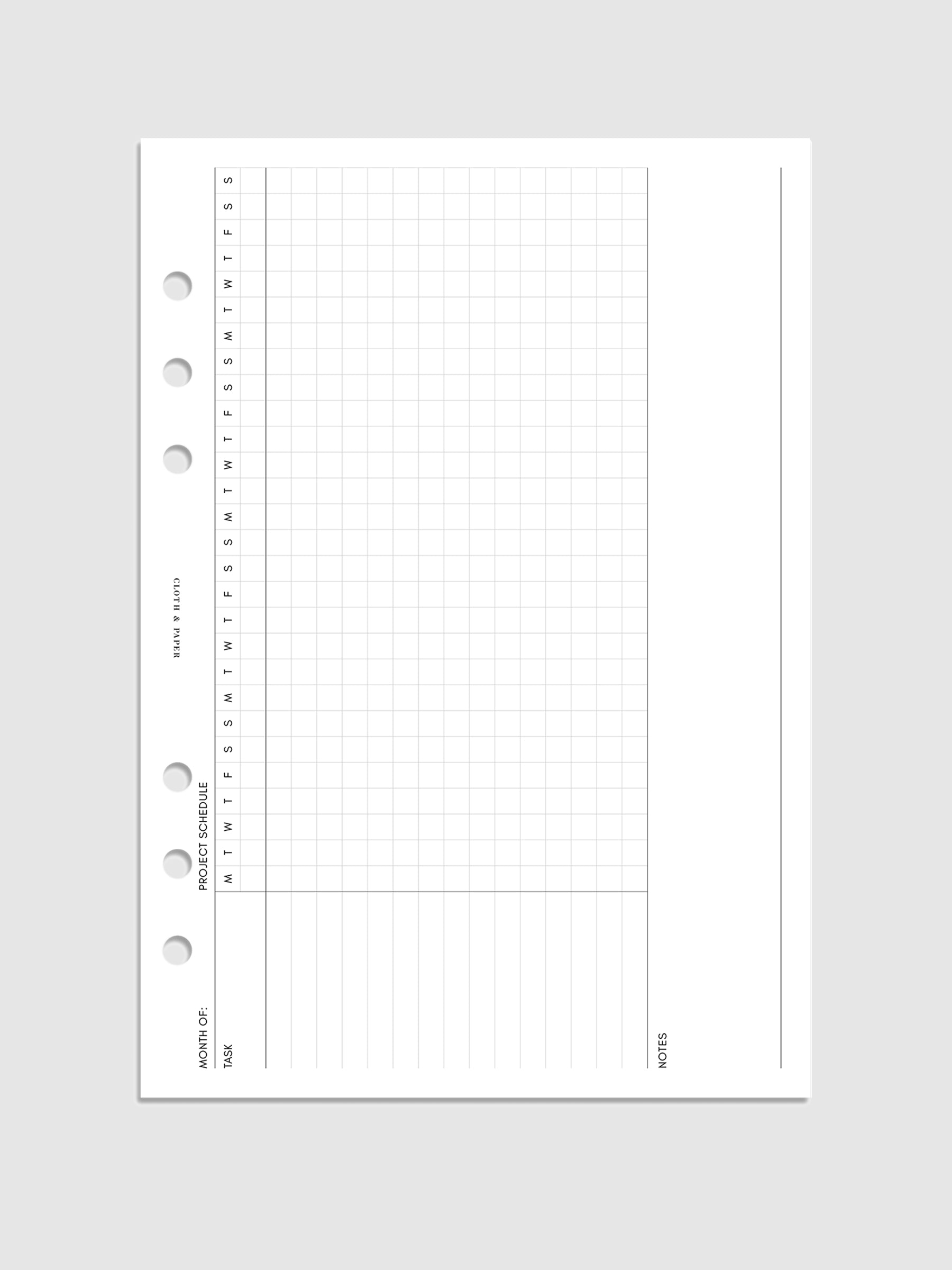 Gantt Chart Planner Inserts | Refreshed Layout | Cloth & Paper