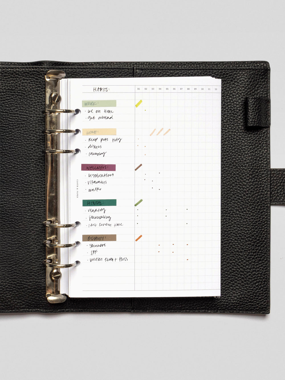 Habits Fold Out Planner Insert | Cloth & Paper