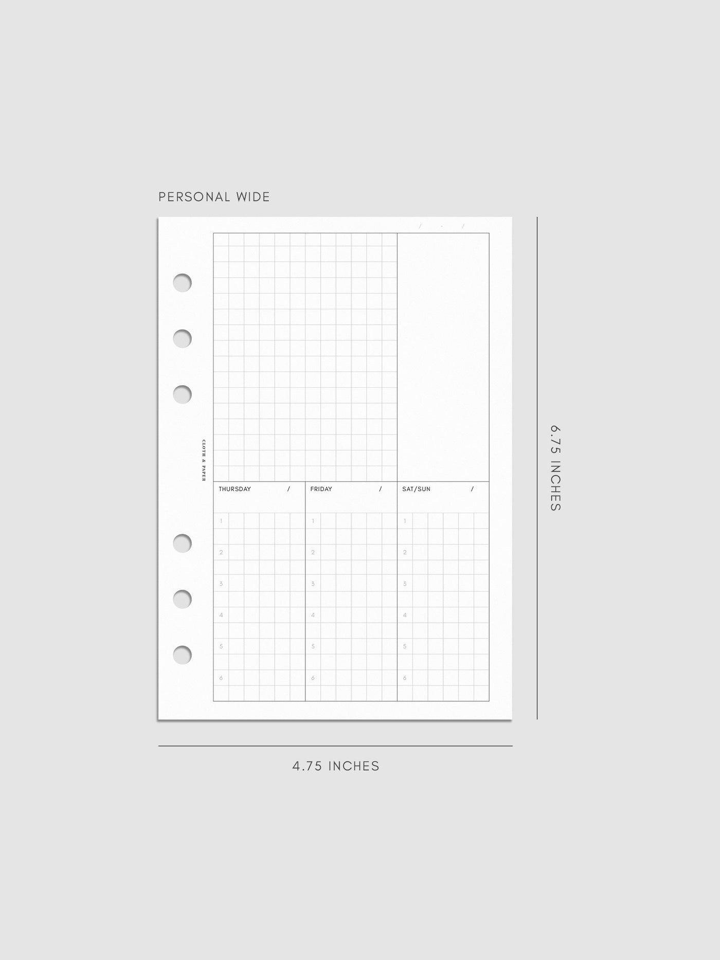 C&P Planner Size Guide
