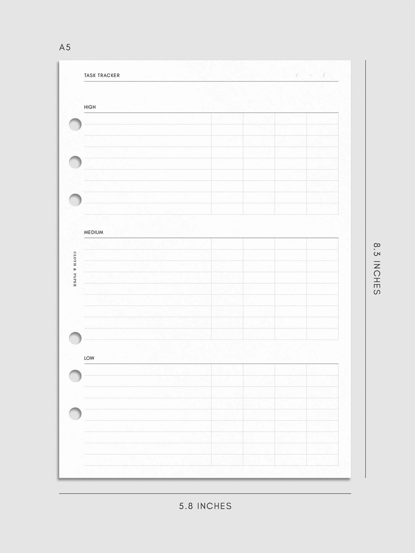 Kanban Task Tracker Planner Inserts | Cloth & Paper