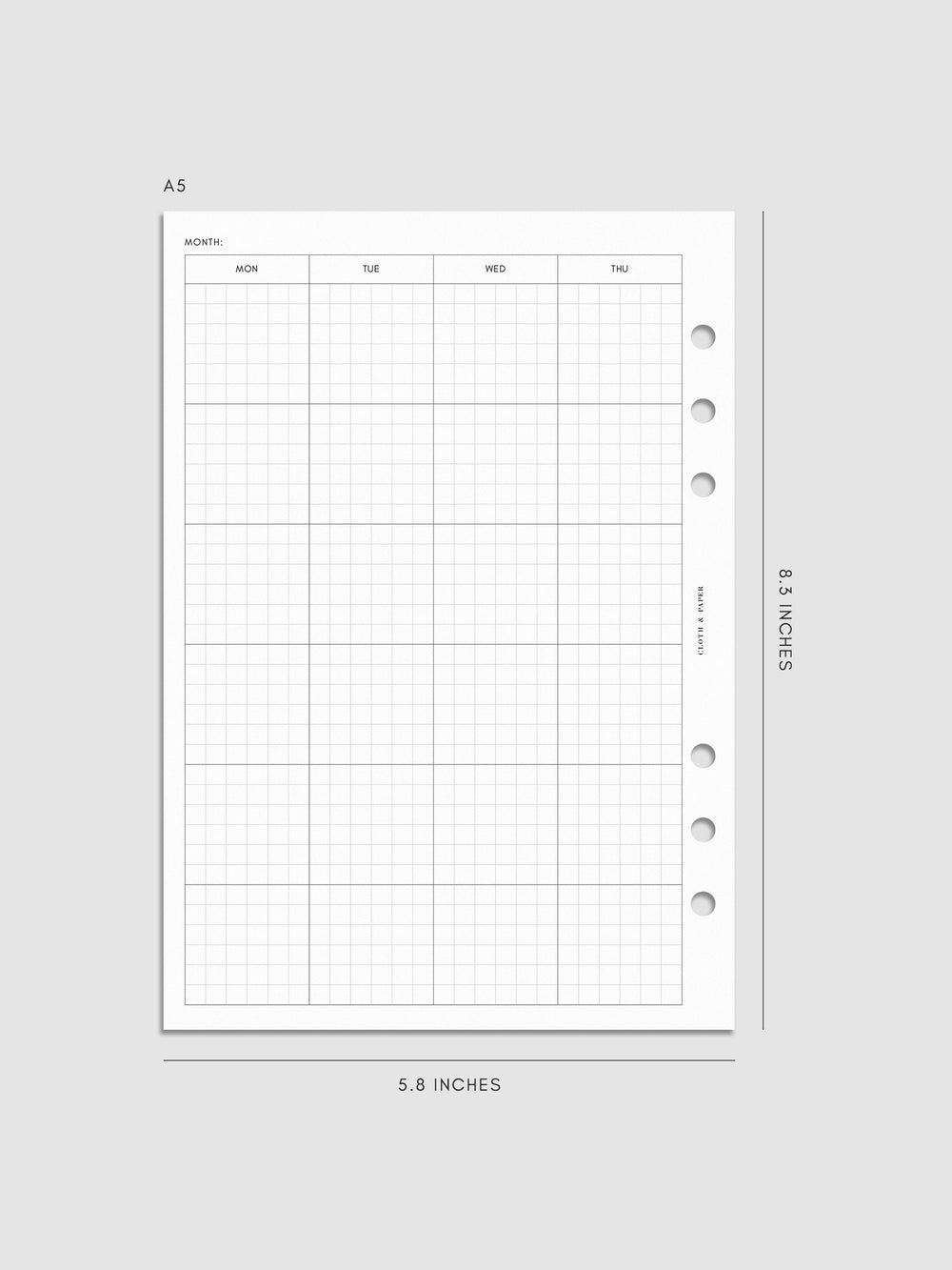 Monthly Graph Planner Inserts | Undated Monthly Refills