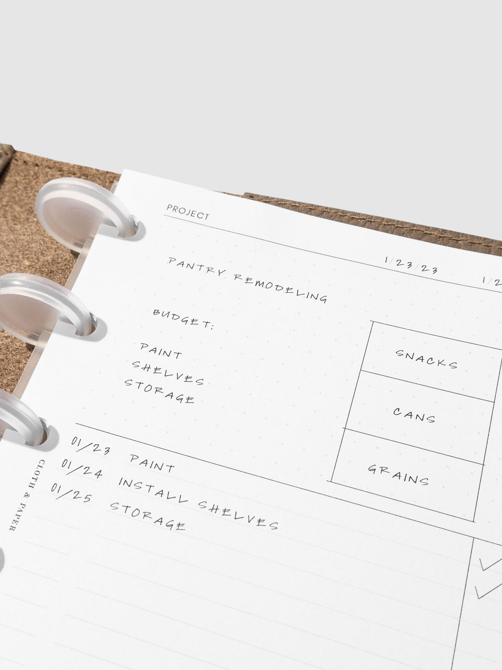 Project Management Inserts | Refreshed Layout | Cloth & Paper
