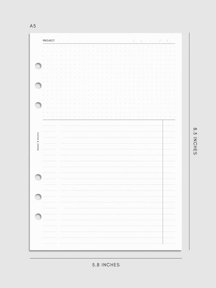 Project Management Inserts | Refreshed Layout | Cloth & Paper
