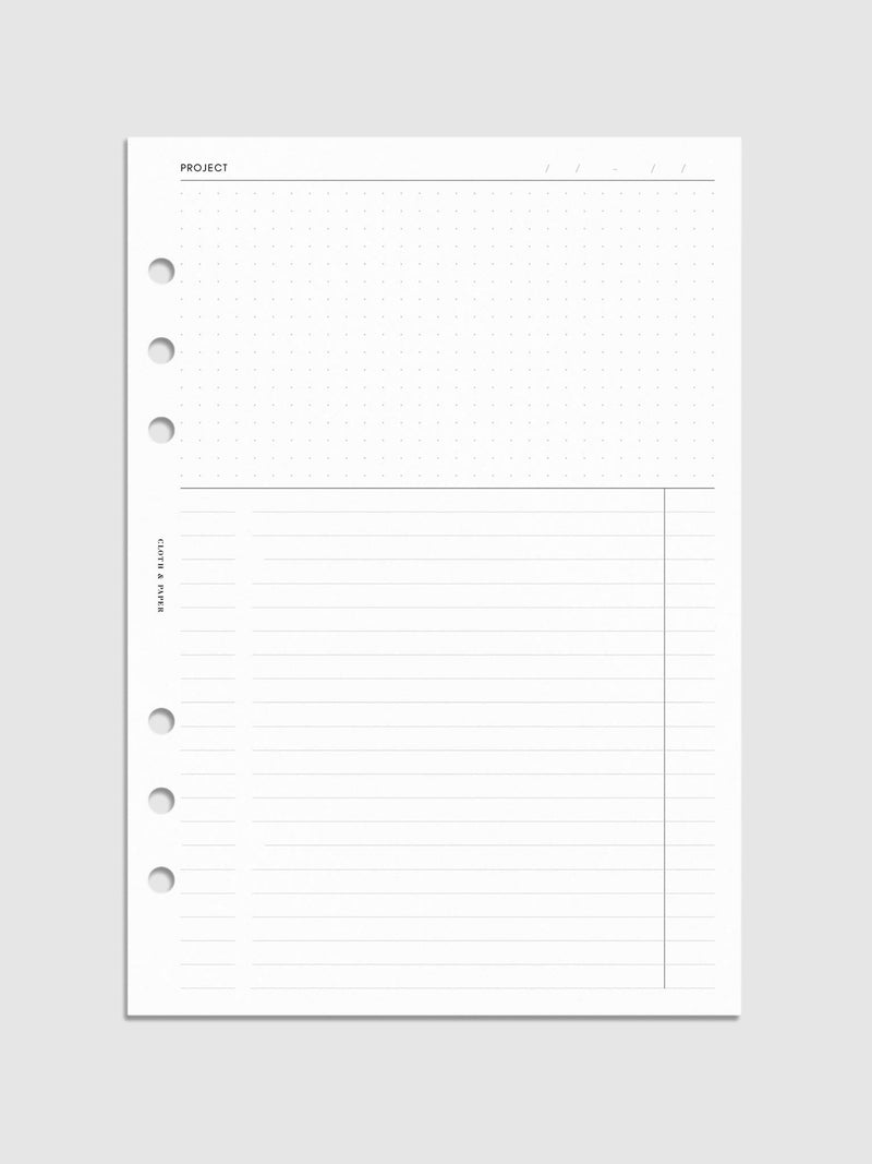 Project Management Inserts | Refreshed Layout | Cloth & Paper