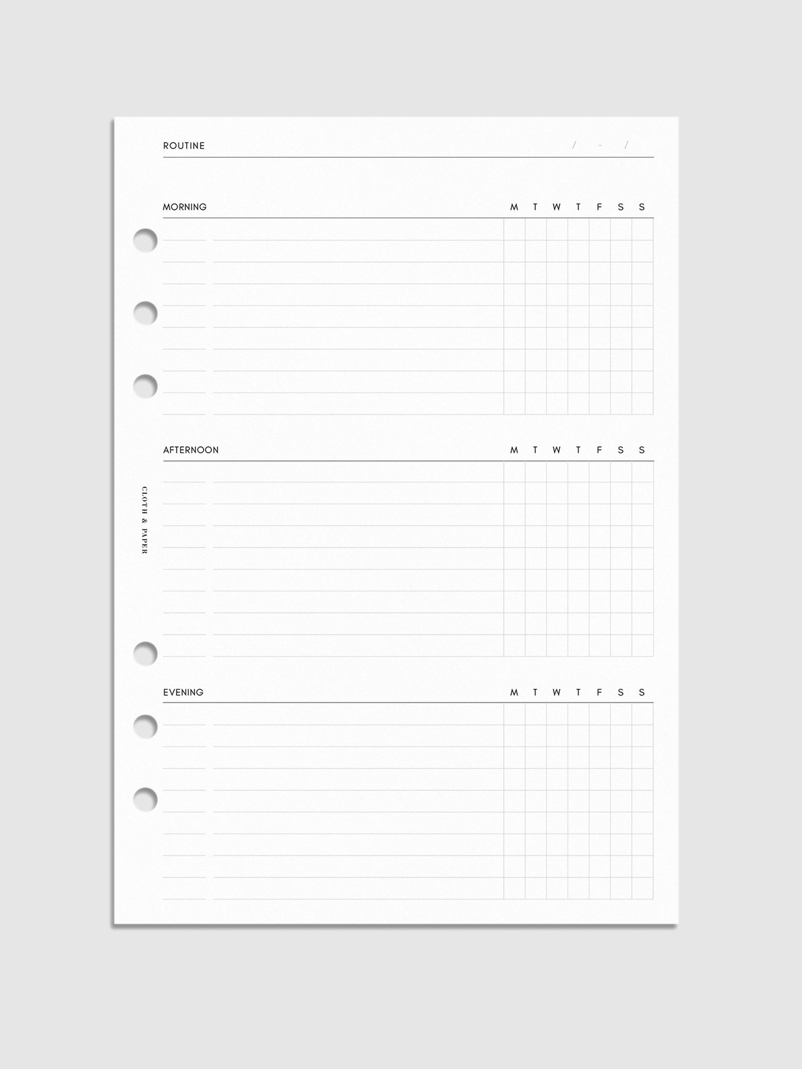 Routine Builder Planner Inserts | Cloth & Paper