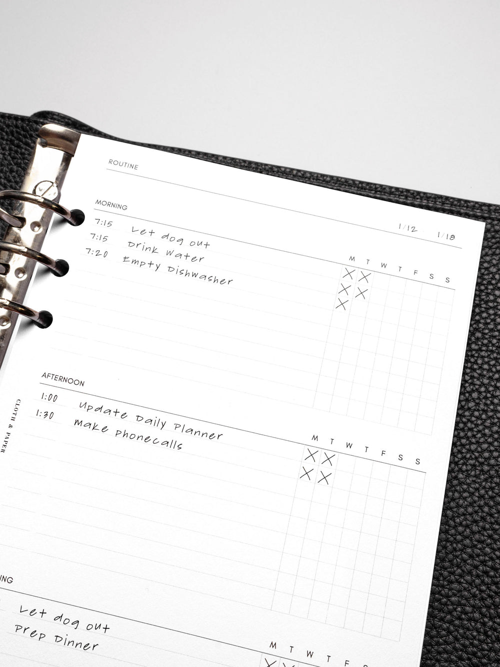 Routine Builder Planner Inserts | Cloth & Paper