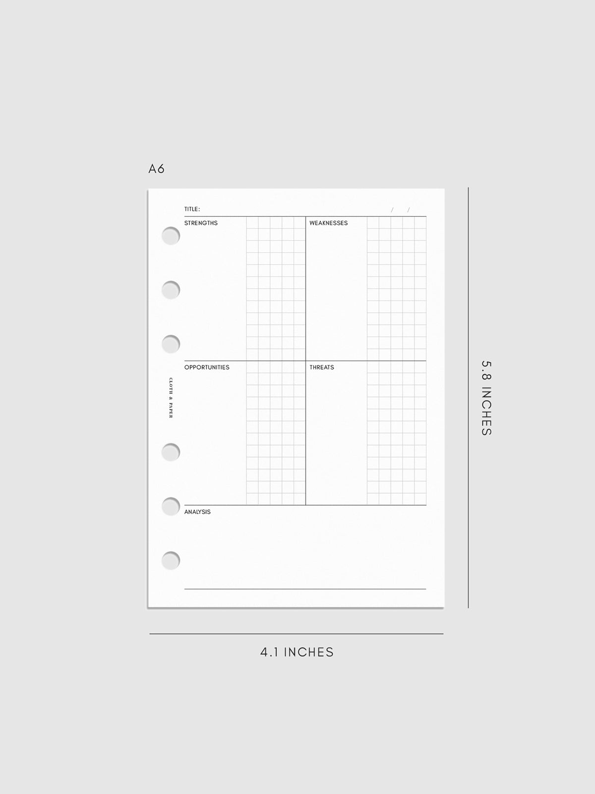 SWOT Analysis Planner Inserts | Cloth & Paper