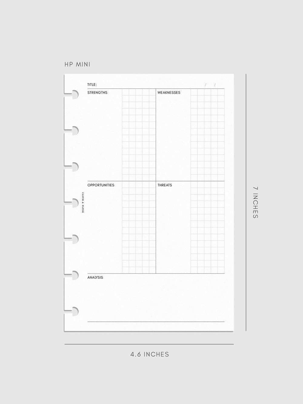 SWOT Analysis Planner Inserts | Cloth & Paper