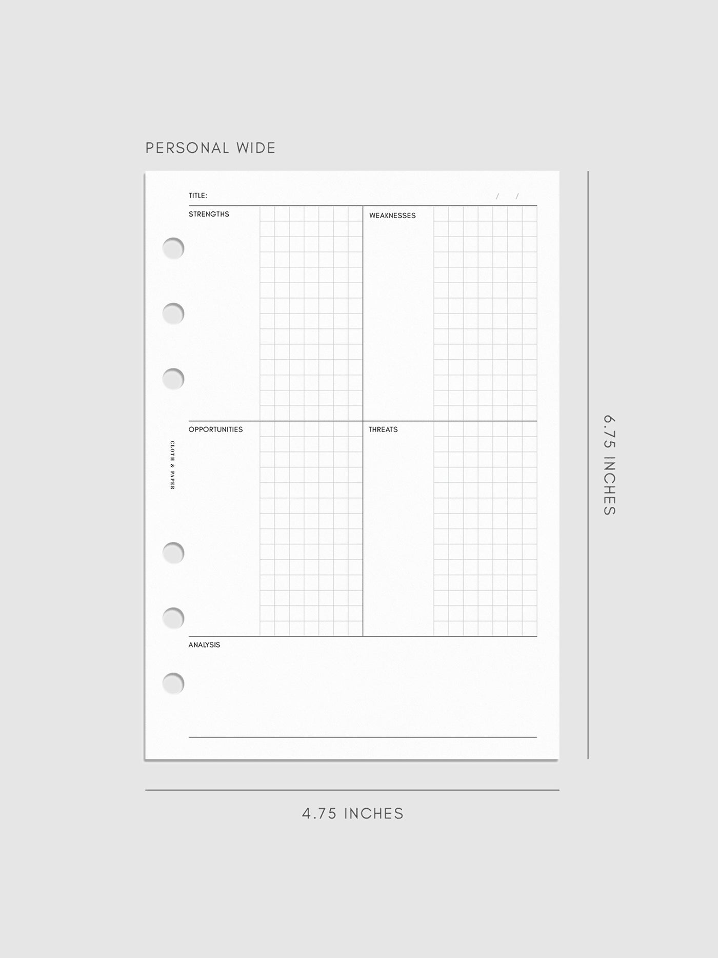 SWOT Analysis Planner Inserts | Cloth & Paper