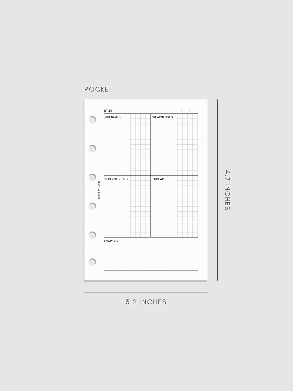 SWOT Analysis Planner Inserts | Cloth & Paper
