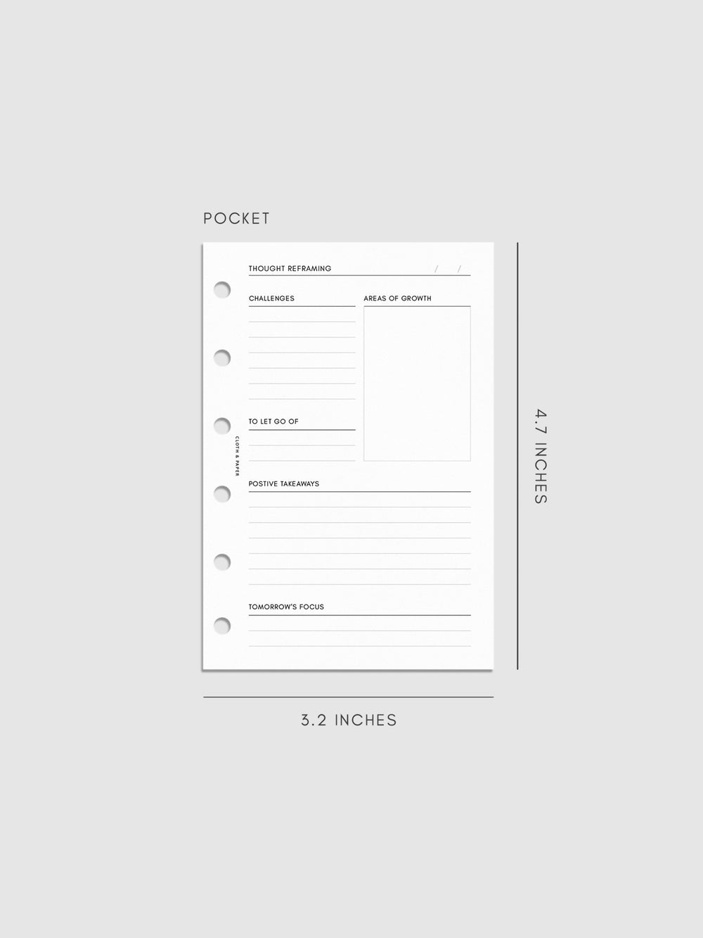 Daily Gratitude Planner Inserts | Thought Reframing | Cloth & Paper