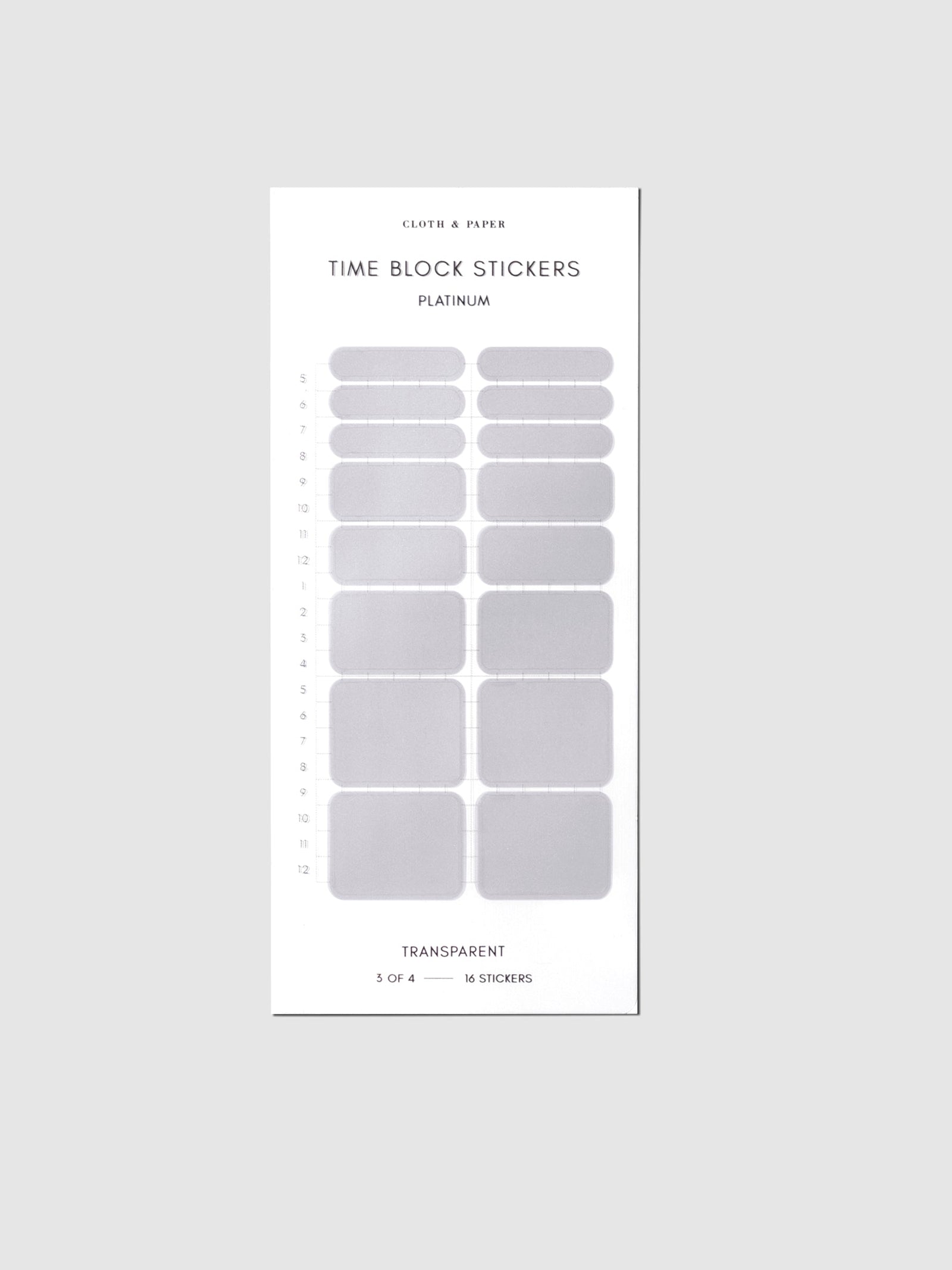 Time Block Planner Sticker Set | Cloth & Paper