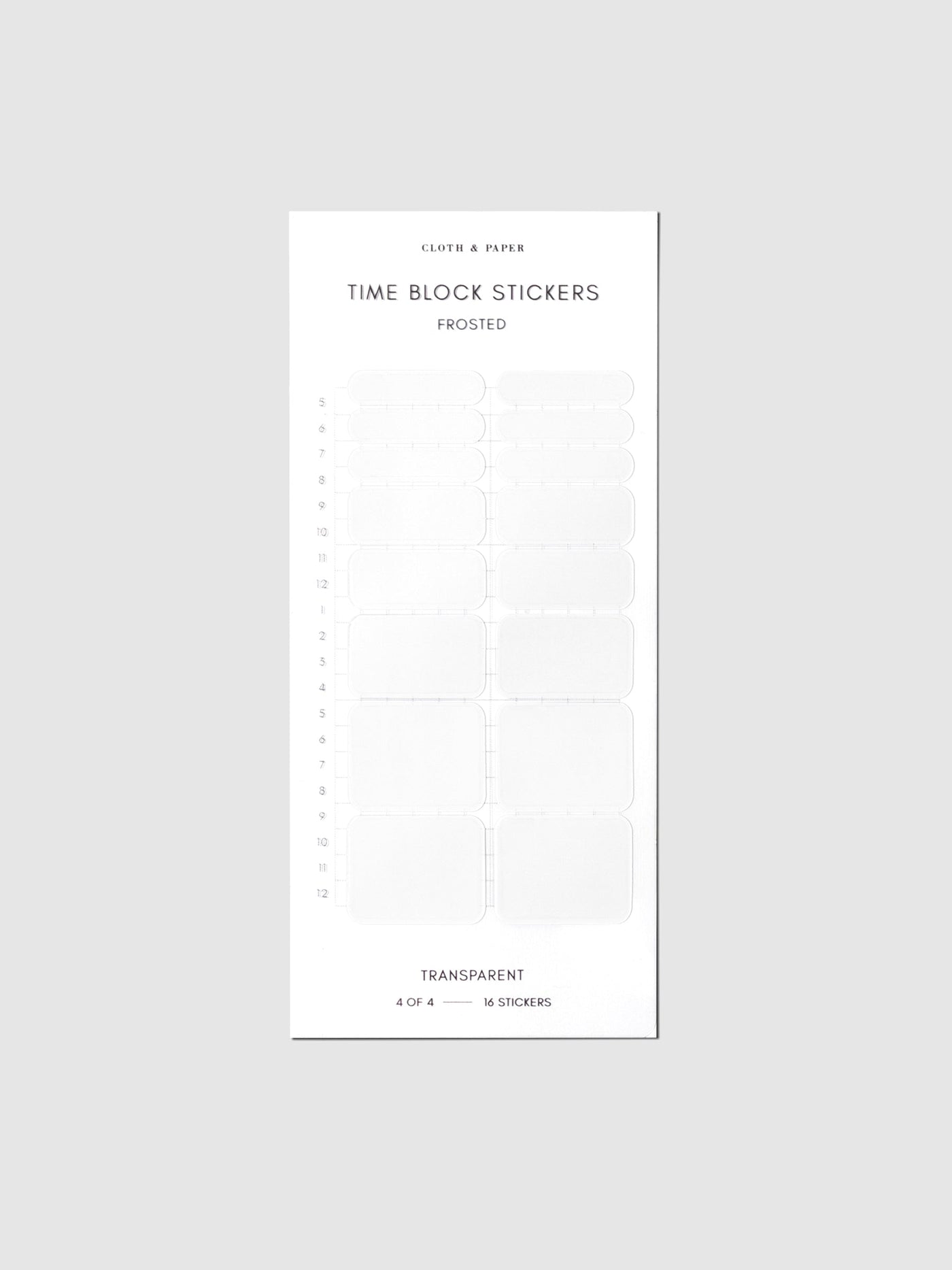 Time Block Planner Sticker Set | Cloth & Paper