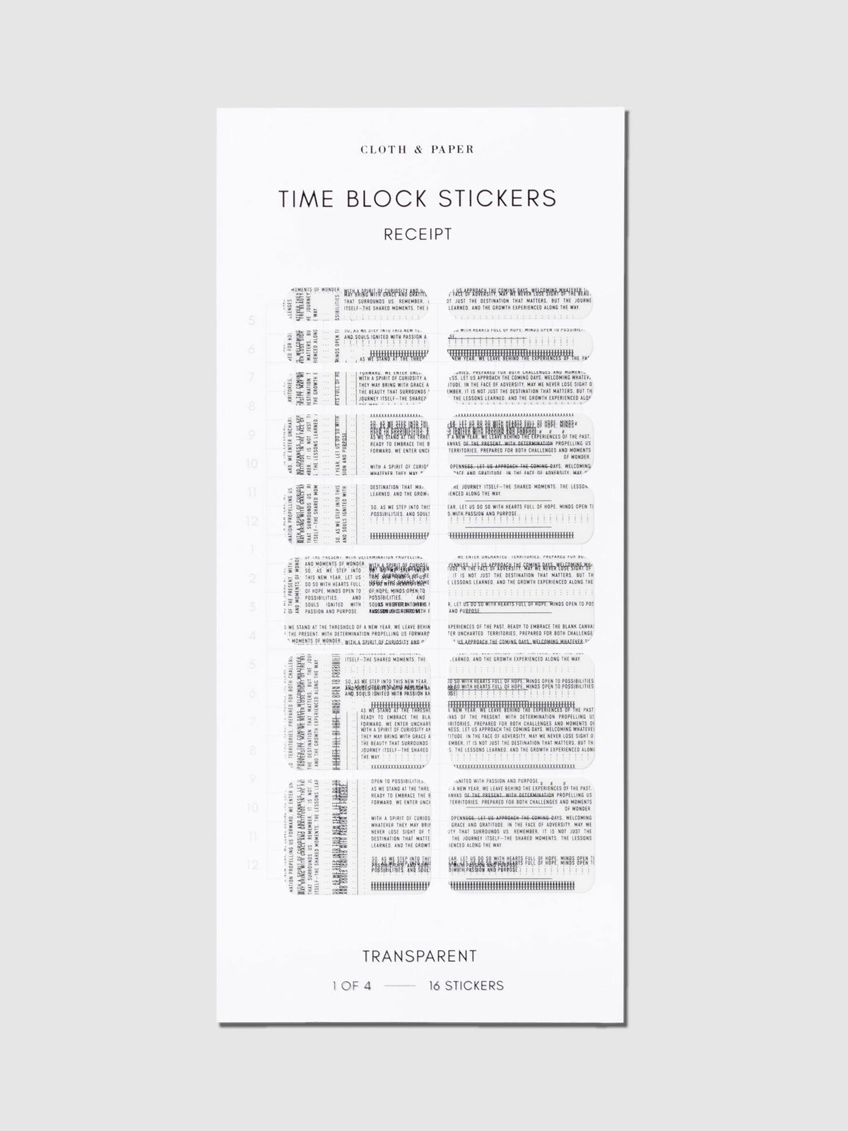 Time Block Planner Sticker Set | Cloth & Paper