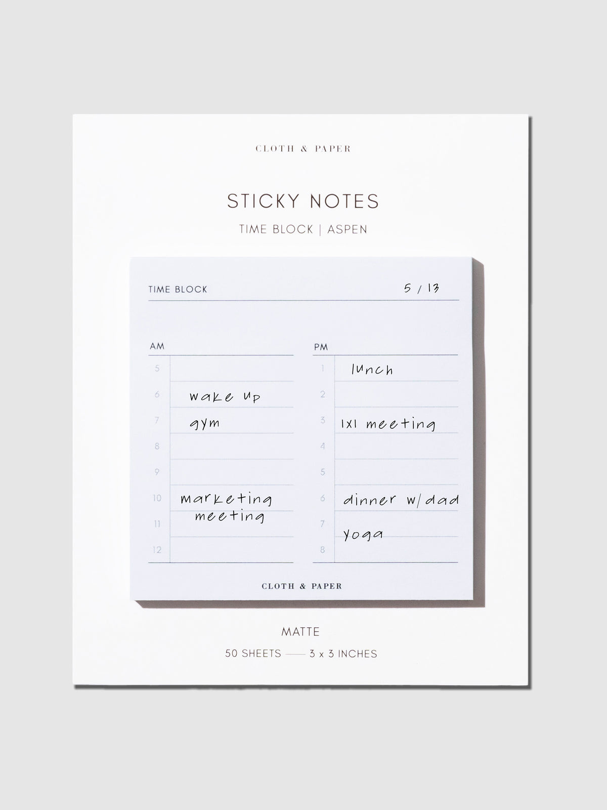 Time Block Sticky Note | Cloth & Paper