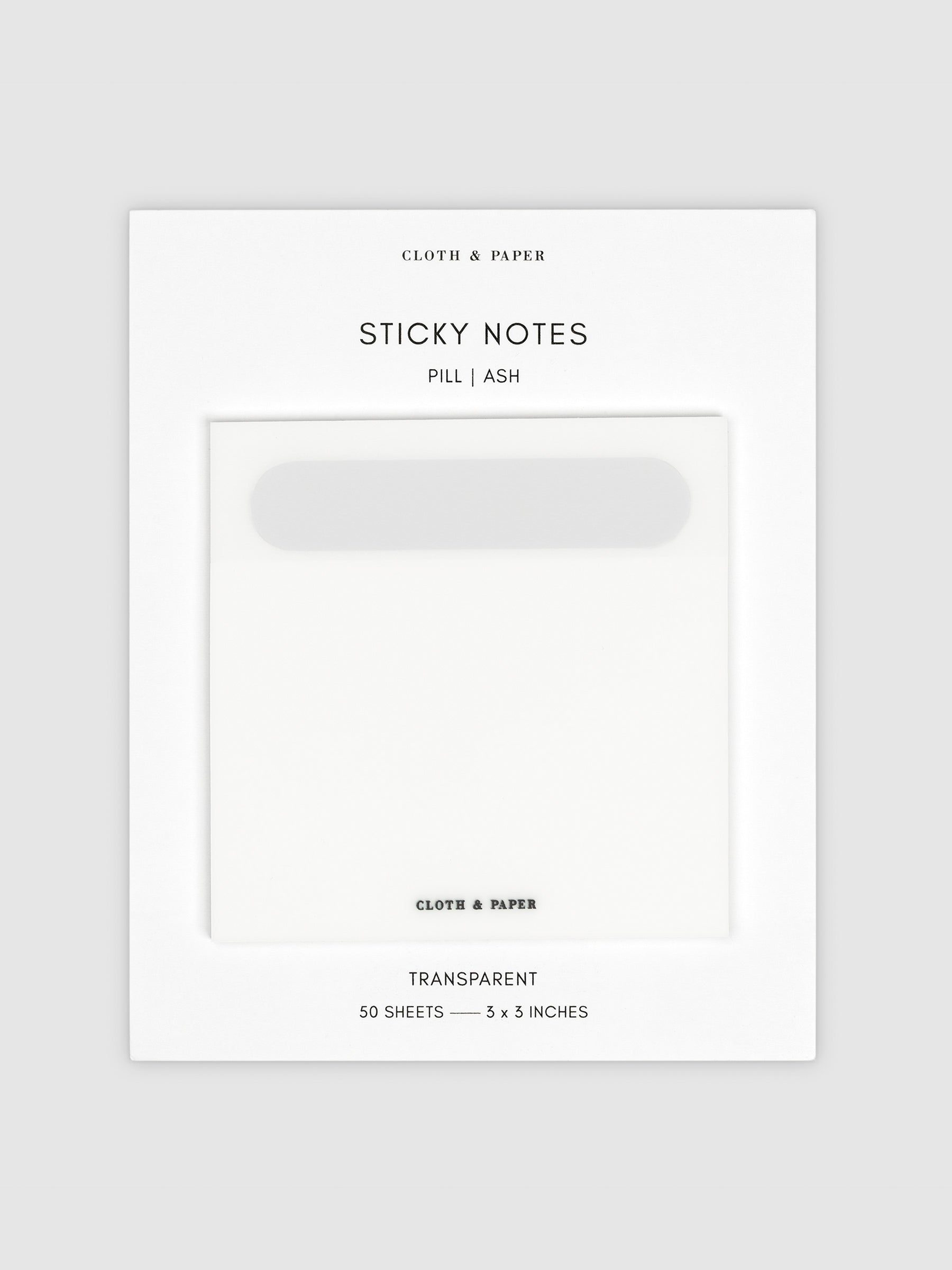 Transparent Pill Tab Sticky Notes | Ash | Cloth & Paper