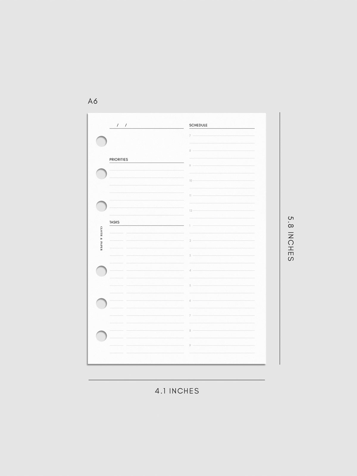 Undated Daily Planner Inserts | Refreshed Layout | Cloth & Paper
