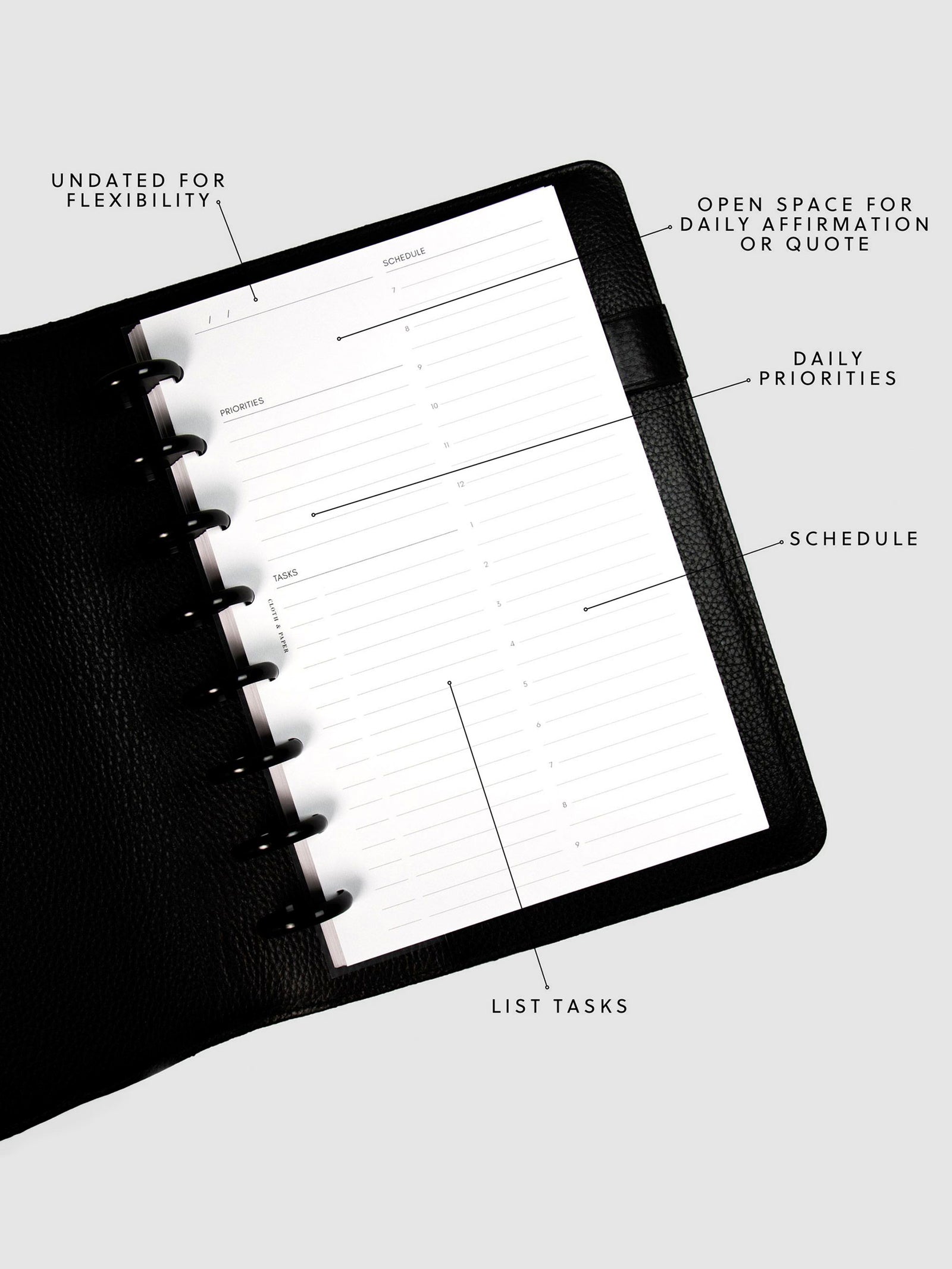 Undated Daily Planner Inserts | Refreshed Layout | Cloth & Paper