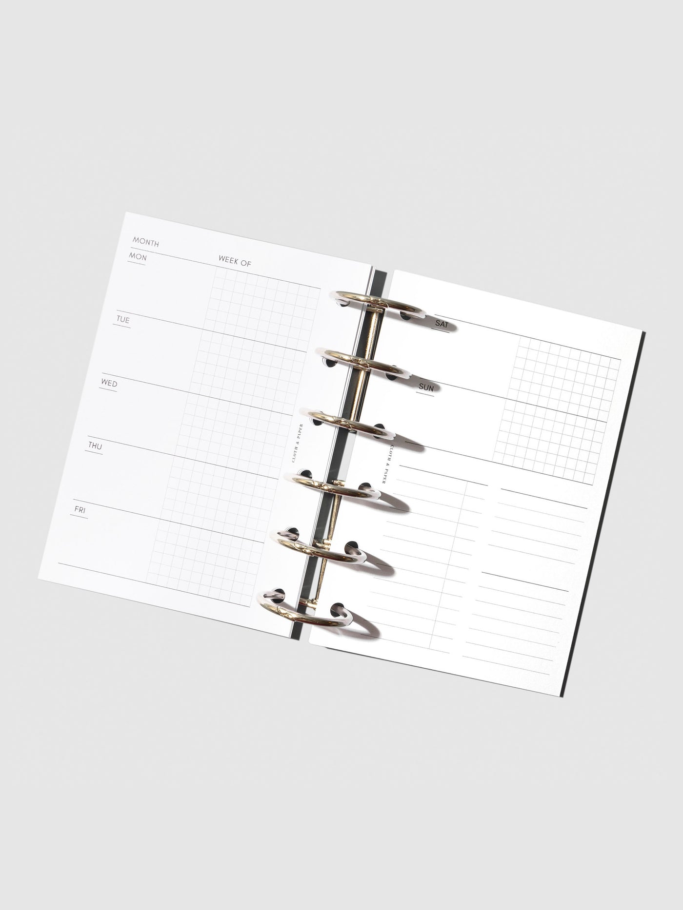 Undated Horizontal Weekly Inserts | Refreshed Layout | Cloth & Paper