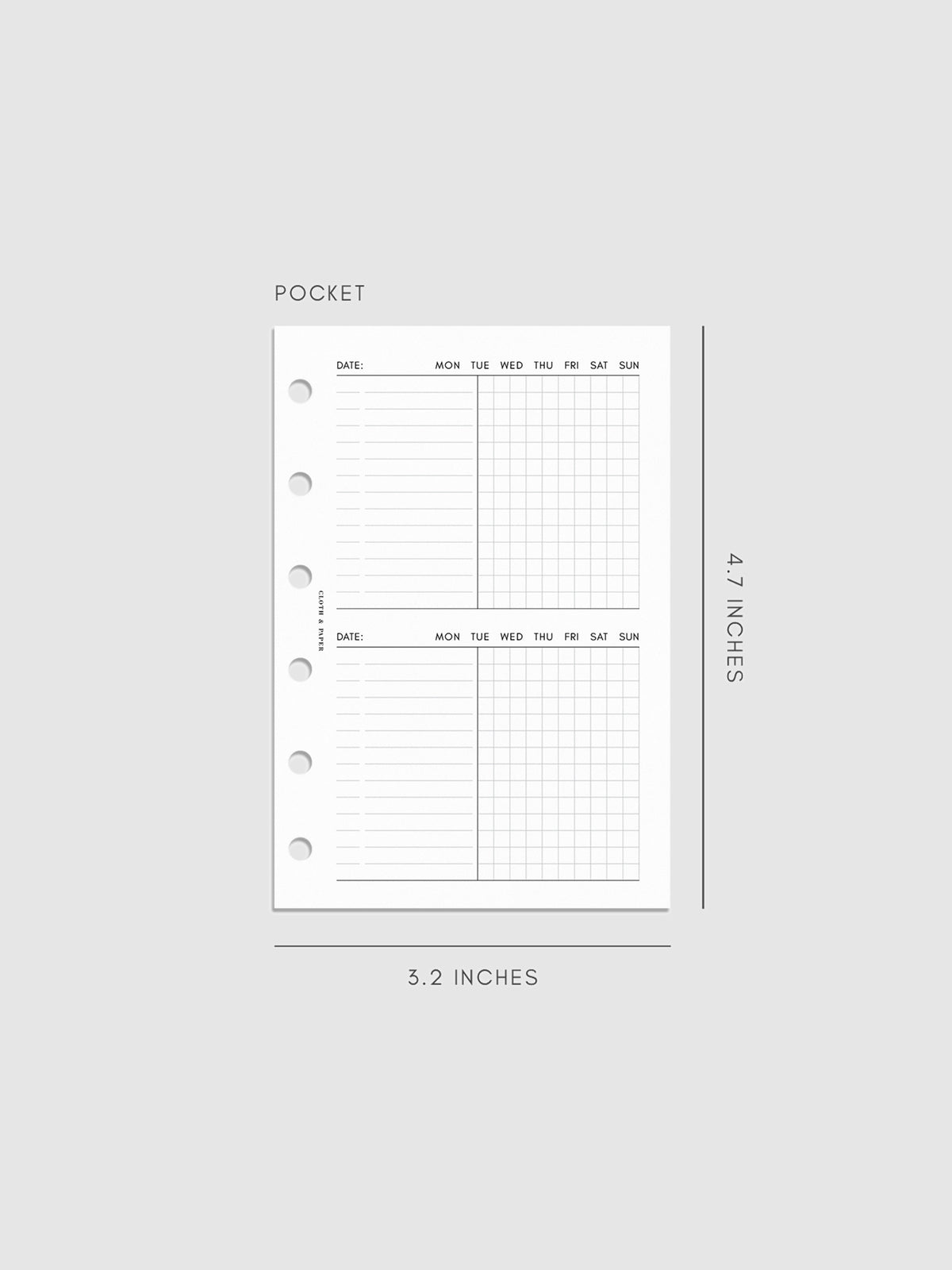 Undated Task Duo Note Planner Inserts | Cloth & Paper