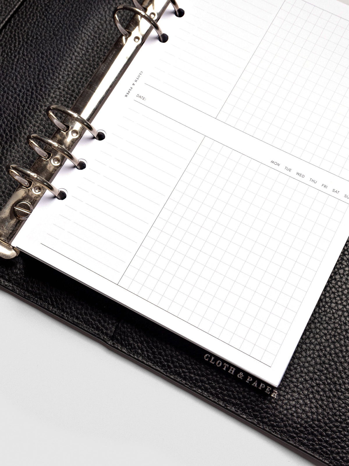 Undated Task Duo Note Planner Inserts | Cloth & Paper
