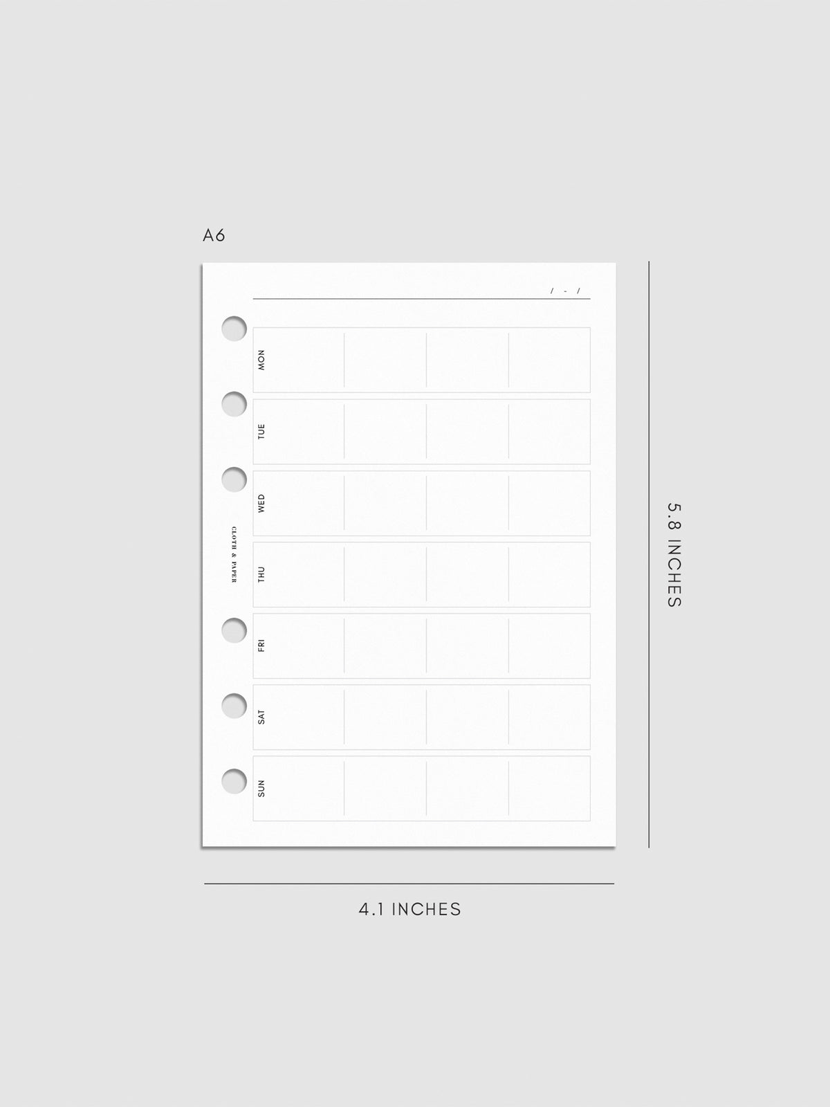 Weekly Block Planner Inserts | Cloth & Paper