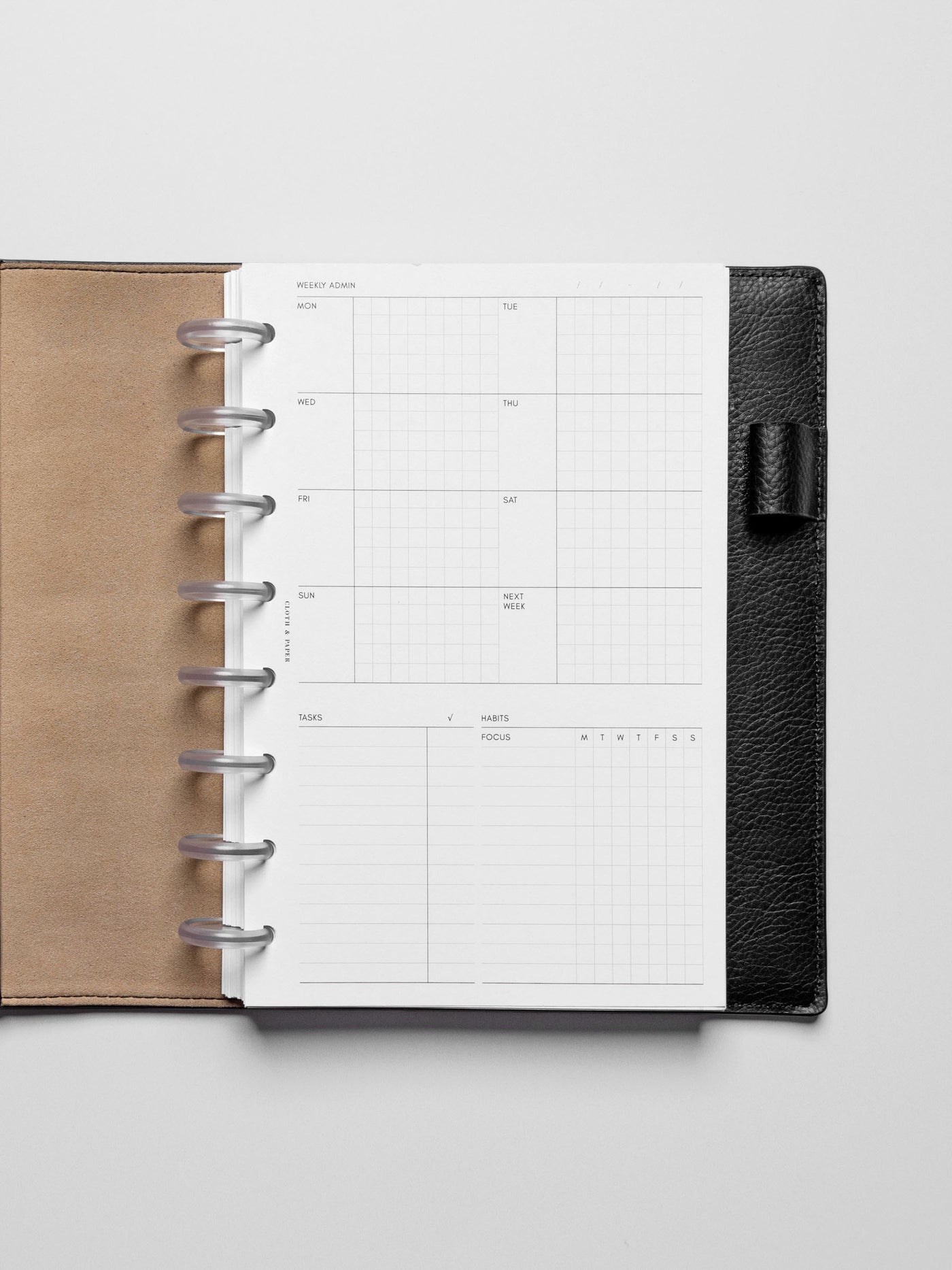 Weekly Admin Planner Inserts | Monday Start | Cloth & Paper