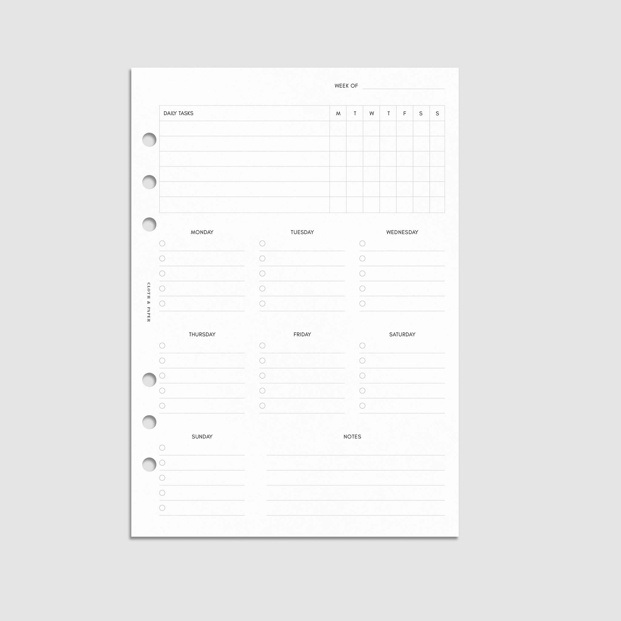 A5 Planner Pages Monthly Admin Planner Inserts | Monday Start | Cloth ...