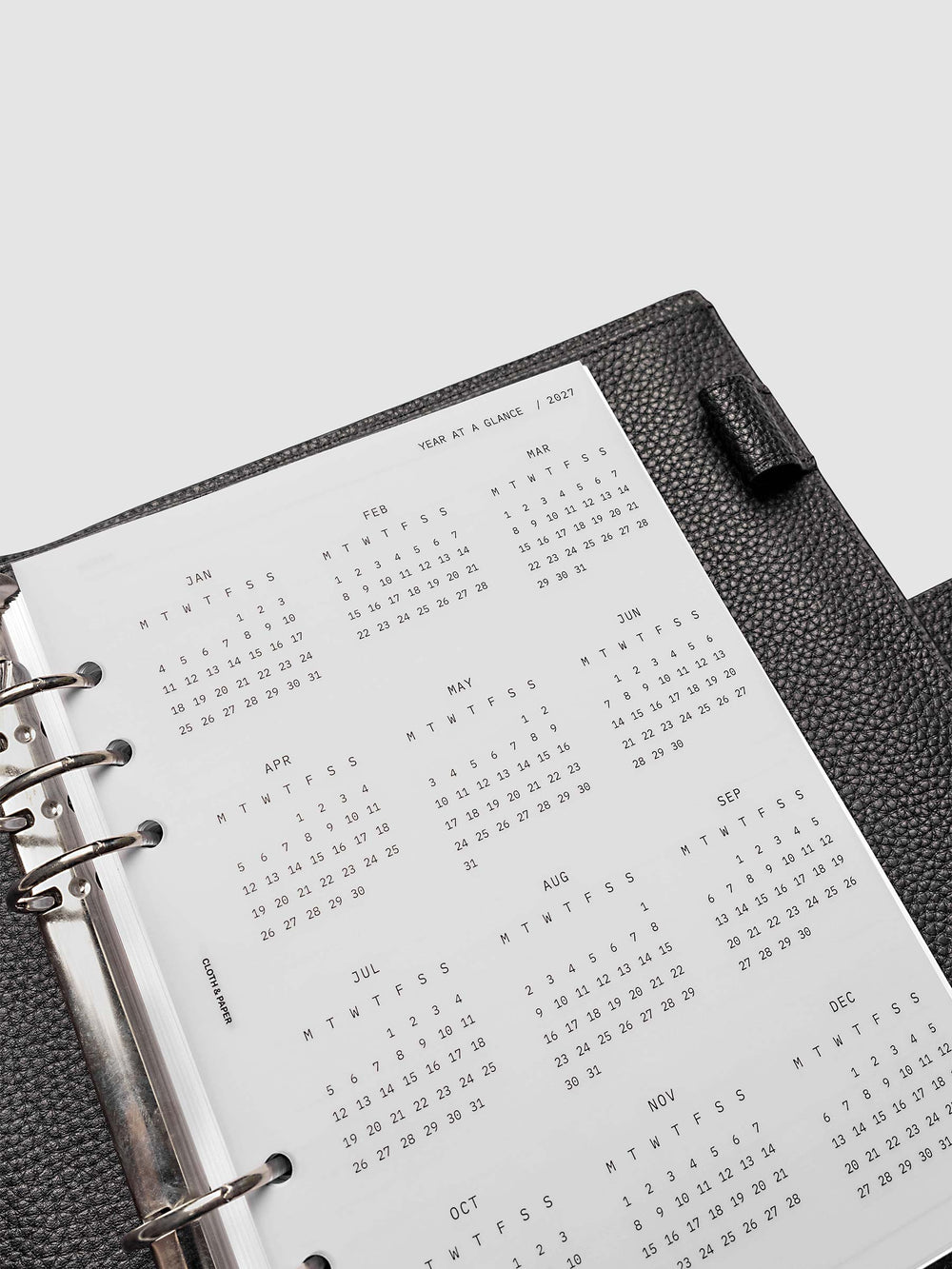 2027 Year at a Glance Vellum Planner Dashboard | Cloth & Paper