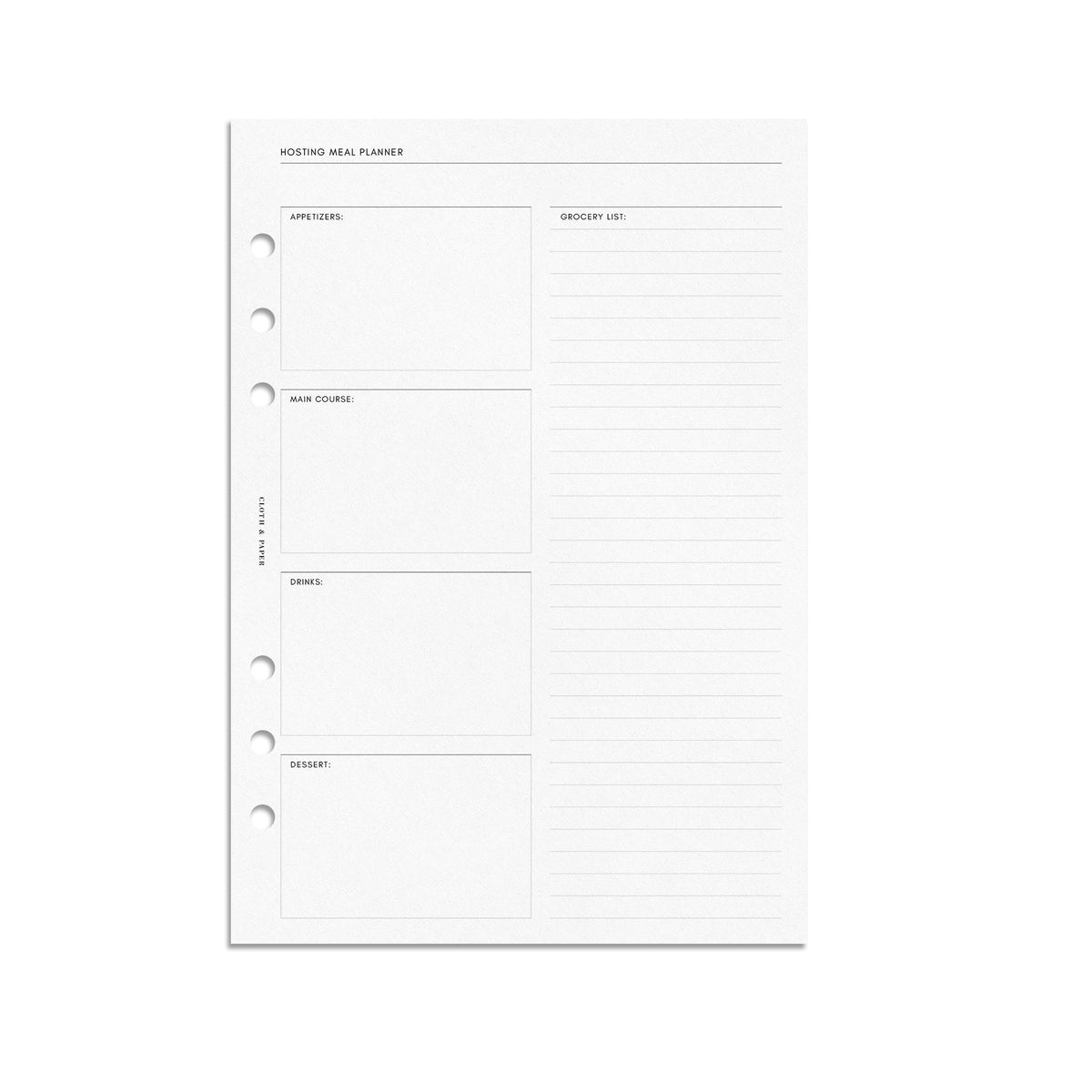 Hosting Meal Planner Inserts | Cloth & Paper – CLOTH & PAPER