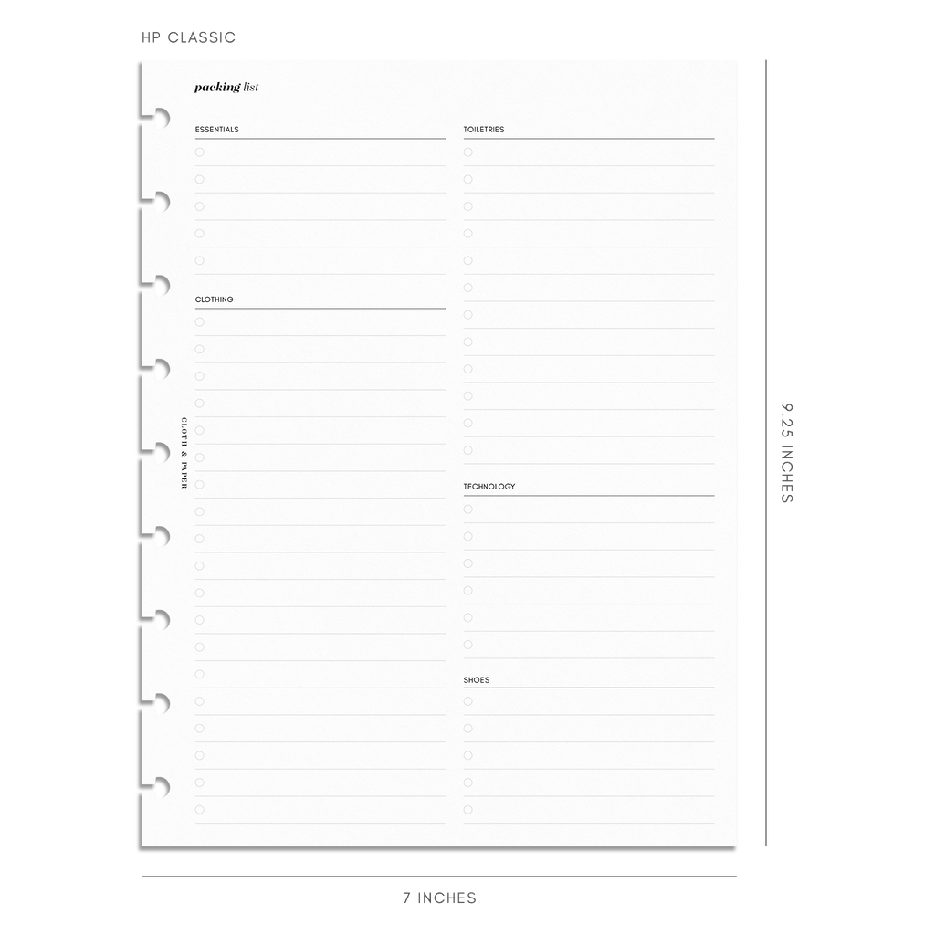 Packing List Inserts Cloth Paper CLOTH PAPER Packing List Inserts Cloth Paper CLOTH PAPER
